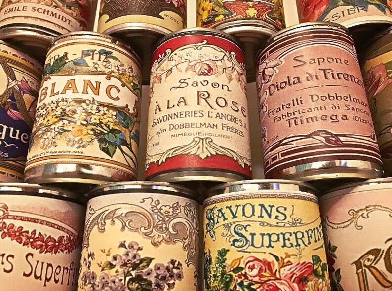 5 Vintage Floral Tin Can Labels Wedding Table Centre Pieces Kitchen ...
