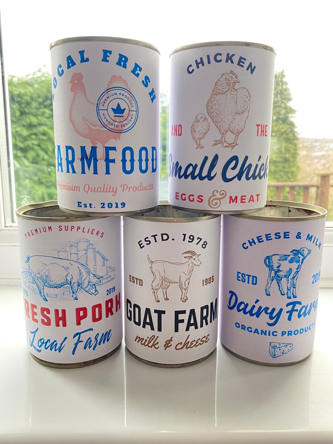Farmhouse Tin Can Labels Dairy Poultry Tin Can Storage Pots Kitchen ...