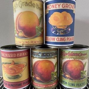 Vintage Peach Labels Tin Can Fruit Labels USA Labels Kitchen Decor ...