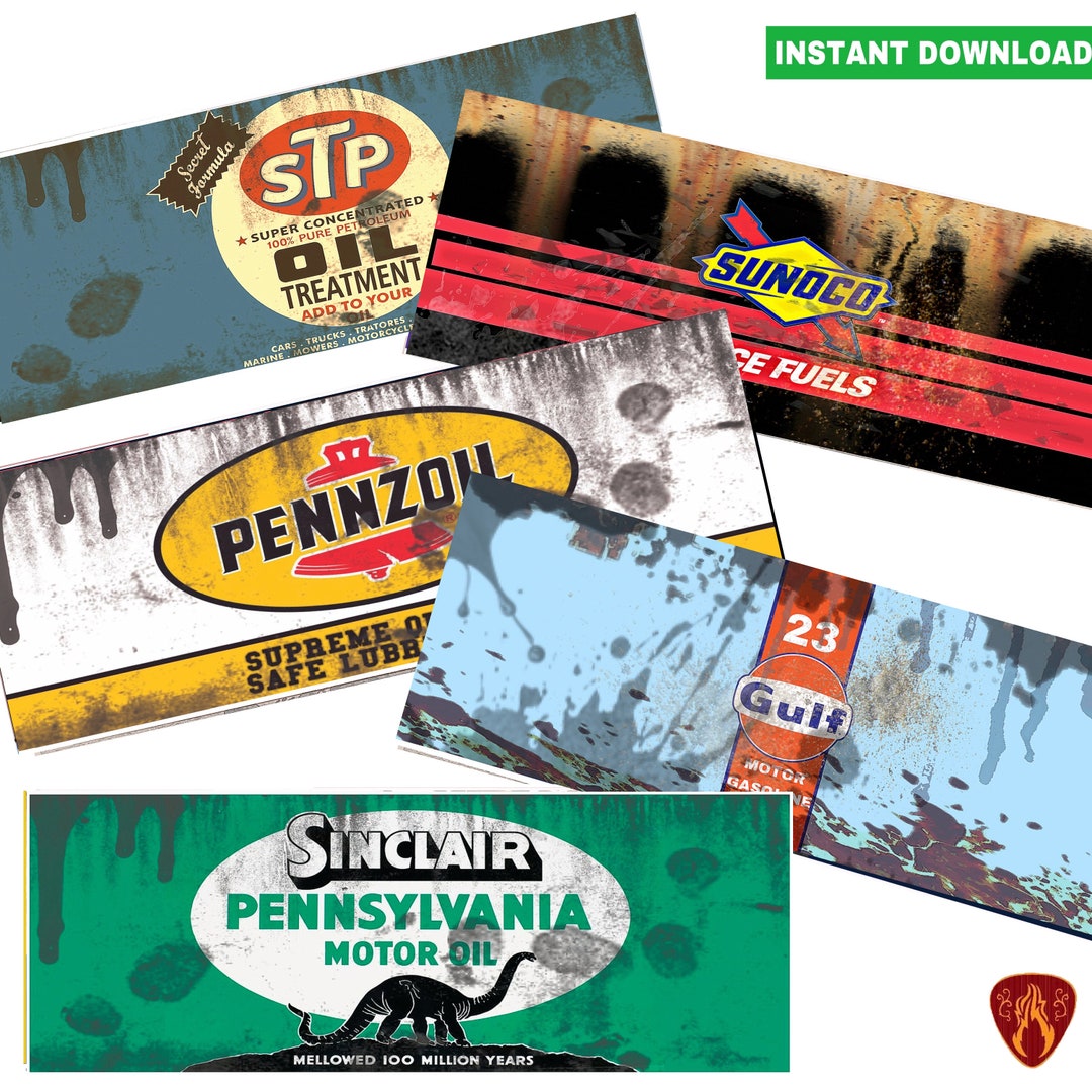 Vintage Motor Oil Can Labels Set of 5 Printable Digital Prints Instant ...