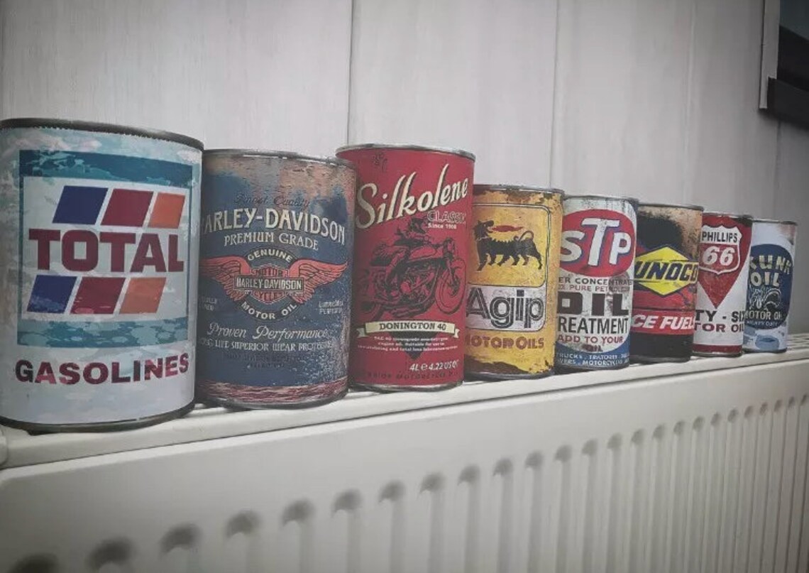 Vintage Motor Oil Can Labels Set of 5 Printable Digital Prints - Etsy