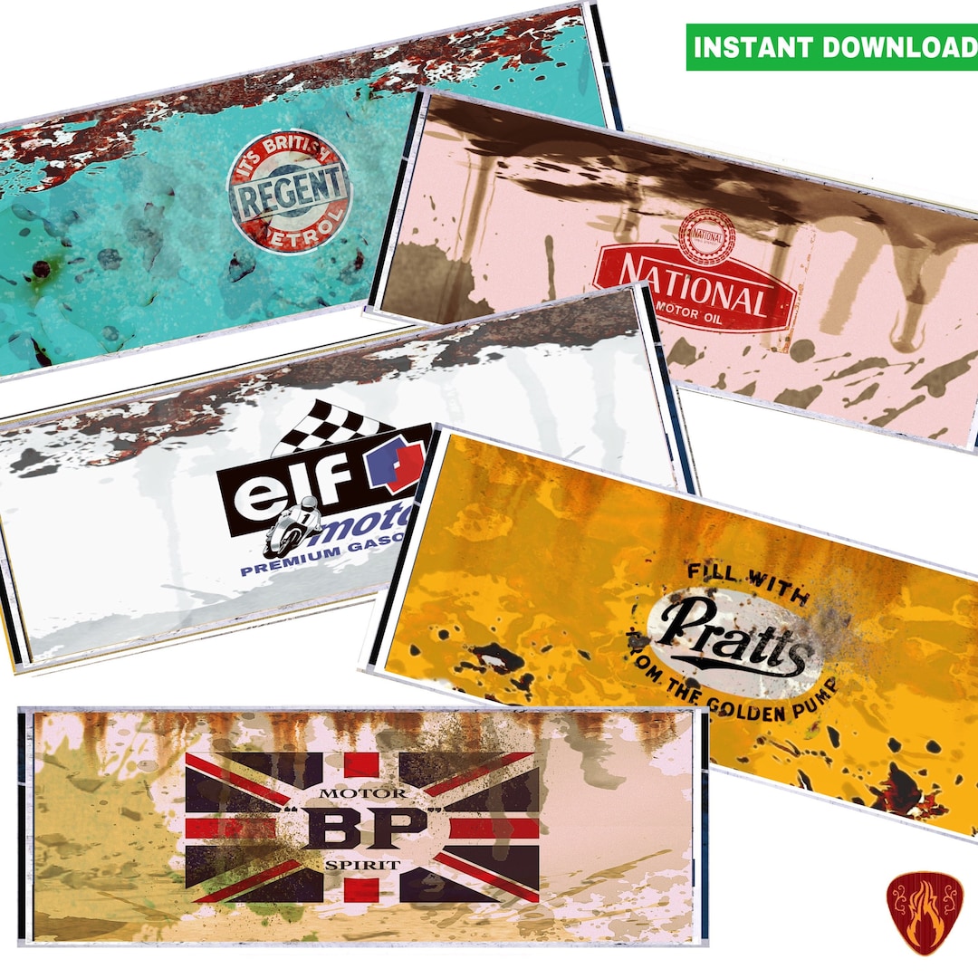 Vintage Motor Oil Can Labels Set of 5 Printable Oil Labels Fuel Label ...