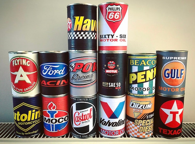 Motor Oil Can Labels Set of 5 Printable Digital Prints Instant | Etsy