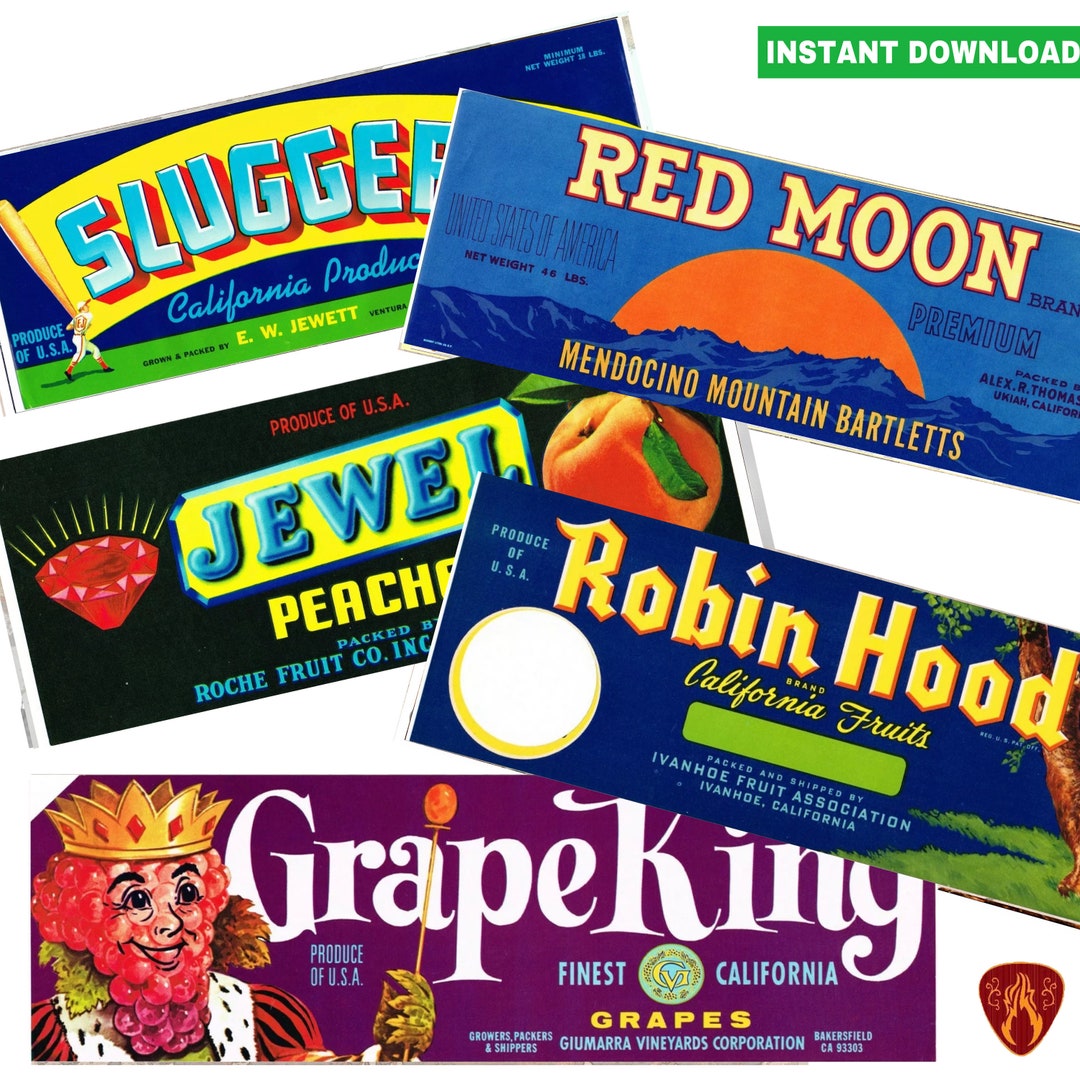Vintage Fruit Labels for Tin Cans Canned Food Digital Prints Printable ...