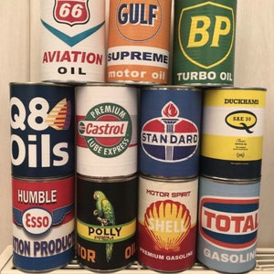 Rusteze Cars Racing Labels Motor Oil Tin Can Party Themed Prints Set of ...