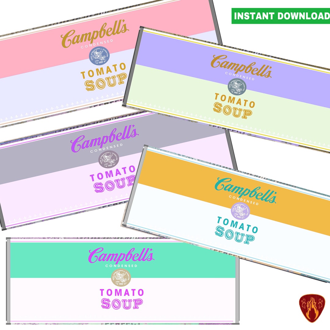 Campbells Soup Tin Can Labels Set of 5 Printable Digital Soup Tin ...