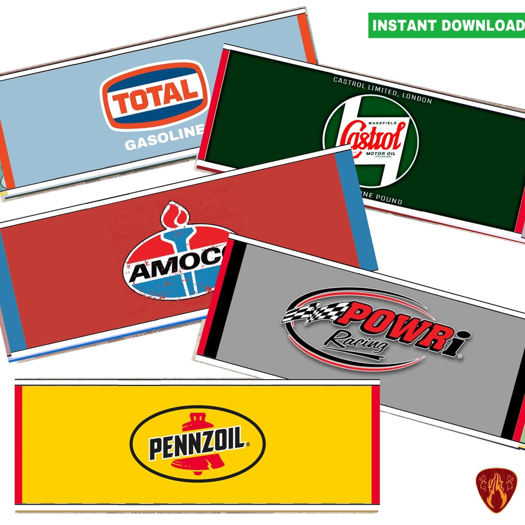 Motor Oil Can Labels Set of 5 Printable Digital Prints Instant Download ...