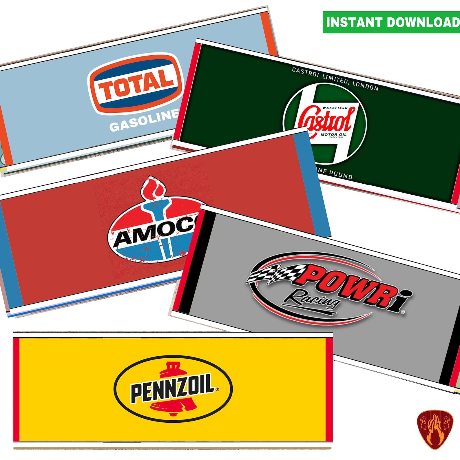 Motor Oil Can Labels Set of 5 Printable Digital Prints Instant Download ...