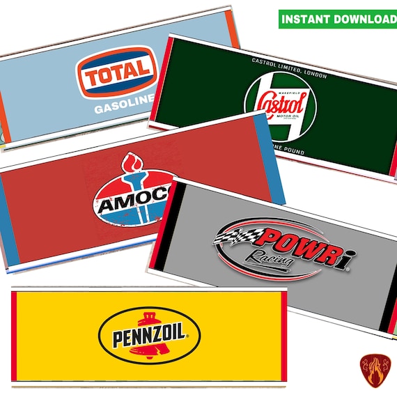 Motor Oil Can Labels Set of 5 Printable Digital Prints Instant | Etsy