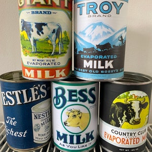5 Vintage Milk Labels Tin Can Milk Kitchen Diner Cutlery Pots Printable ...
