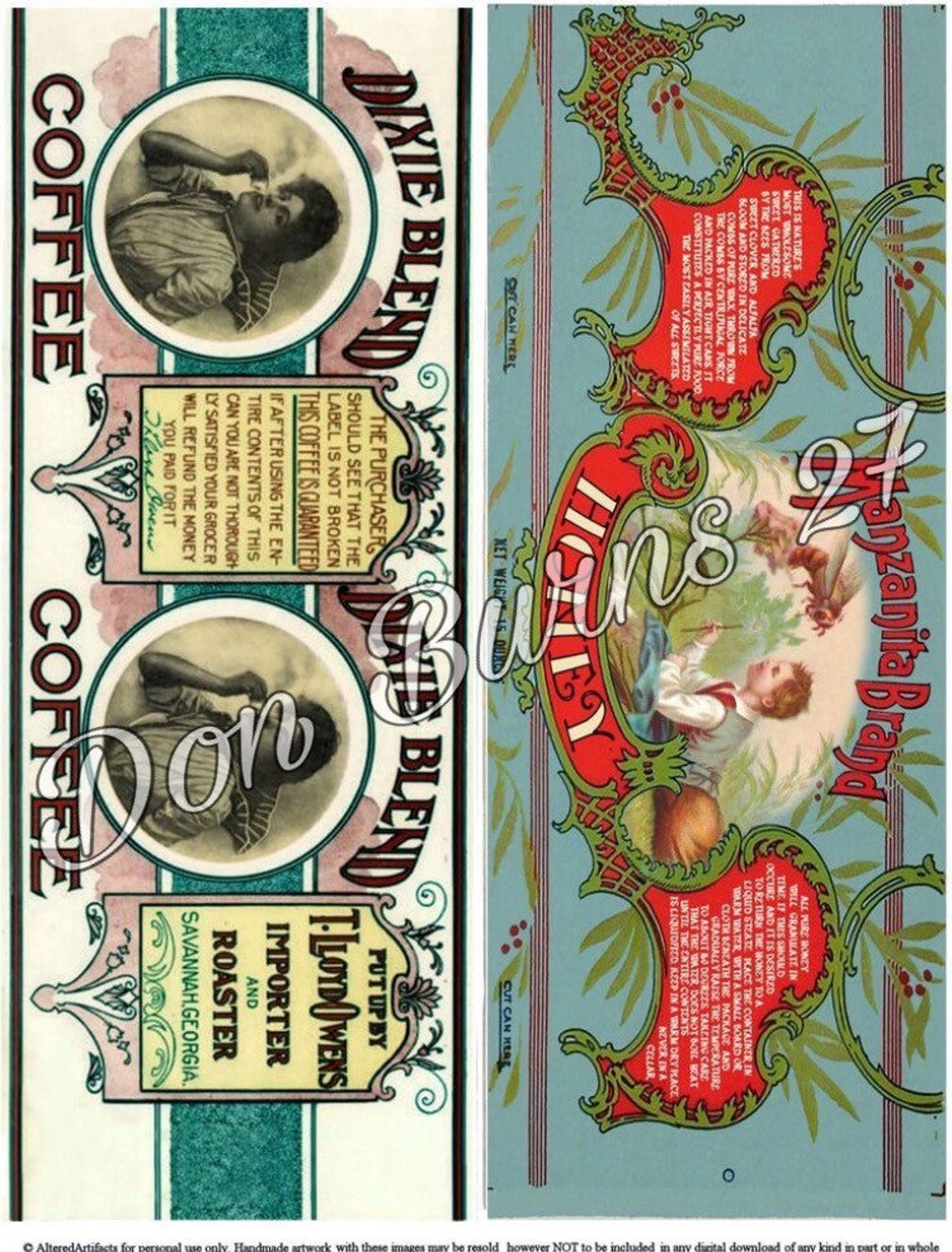 Vintage Food Tin Can Labels Prints Fruit Vegetables Milk Coffee Canned ...