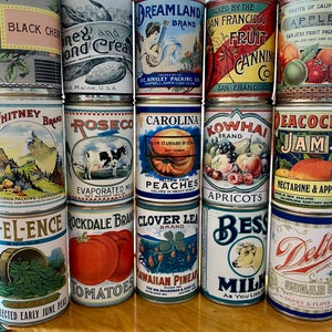 Vintage Fruit Can Labels Food Tin Cans Prints Kitchen Decor Cutlery ...