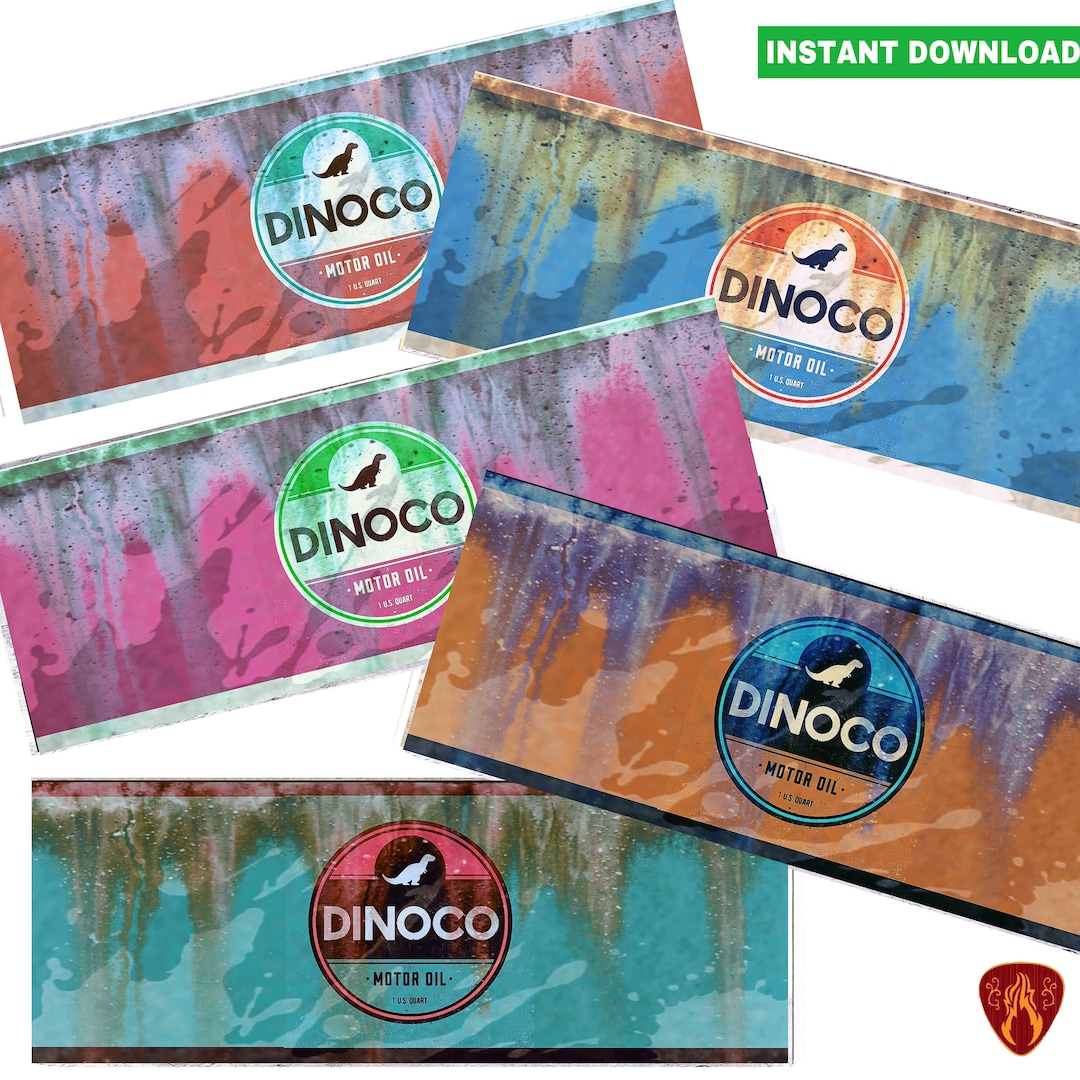 Dinoco Cars Oil Labels Rusty Oil Tin Can Race Party Themed Prints ...