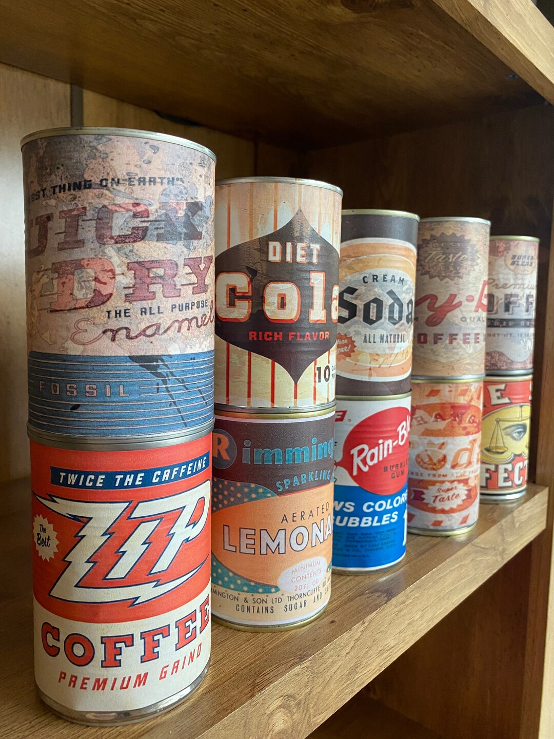 Retro Tin Cans Cola Tin Can Coffee Tin Vintage 70's Rustic Tin Can ...