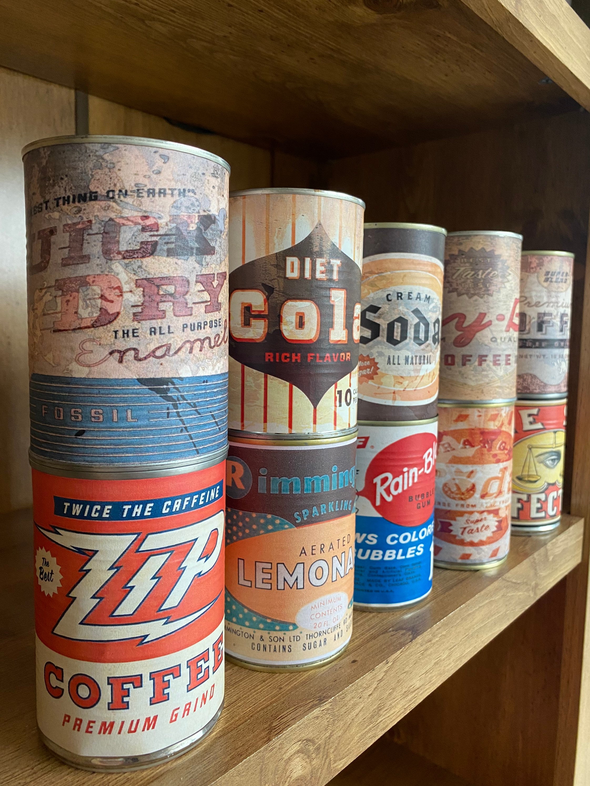 Retro Tin Cans Cola Tin Can Coffee Tin Vintage 70's Rustic Tin Can ...
