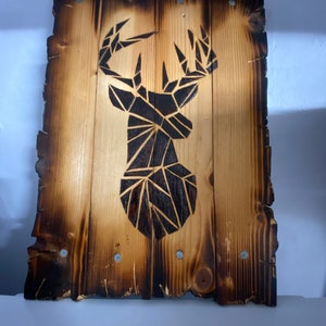 Rustic Wooden Stag Home Decor Log Cabin Mancave Wall Hanging Man Cave ...