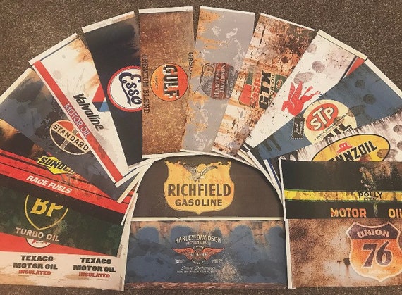 Motor Oil Can Labels Prints Rustic Petrol Motoring Racing - Etsy UK
