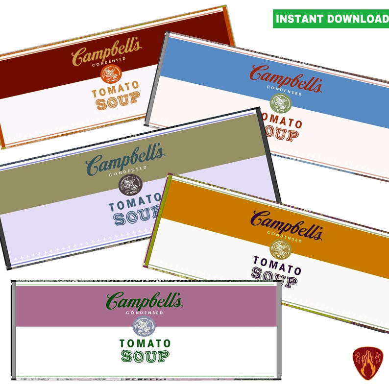 Retro Campbells Soup Tin Can Labels Set of 5 Printable - Etsy