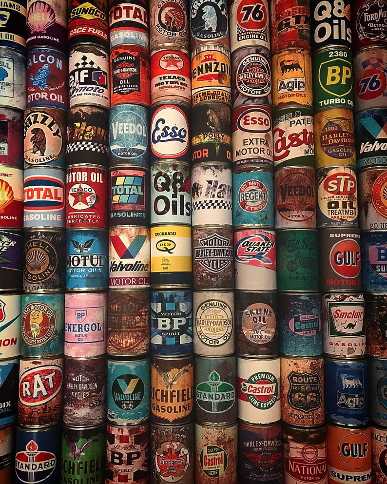Vintage Motor Oil Can Labels Set of 5 Printable Rusty Can - Etsy