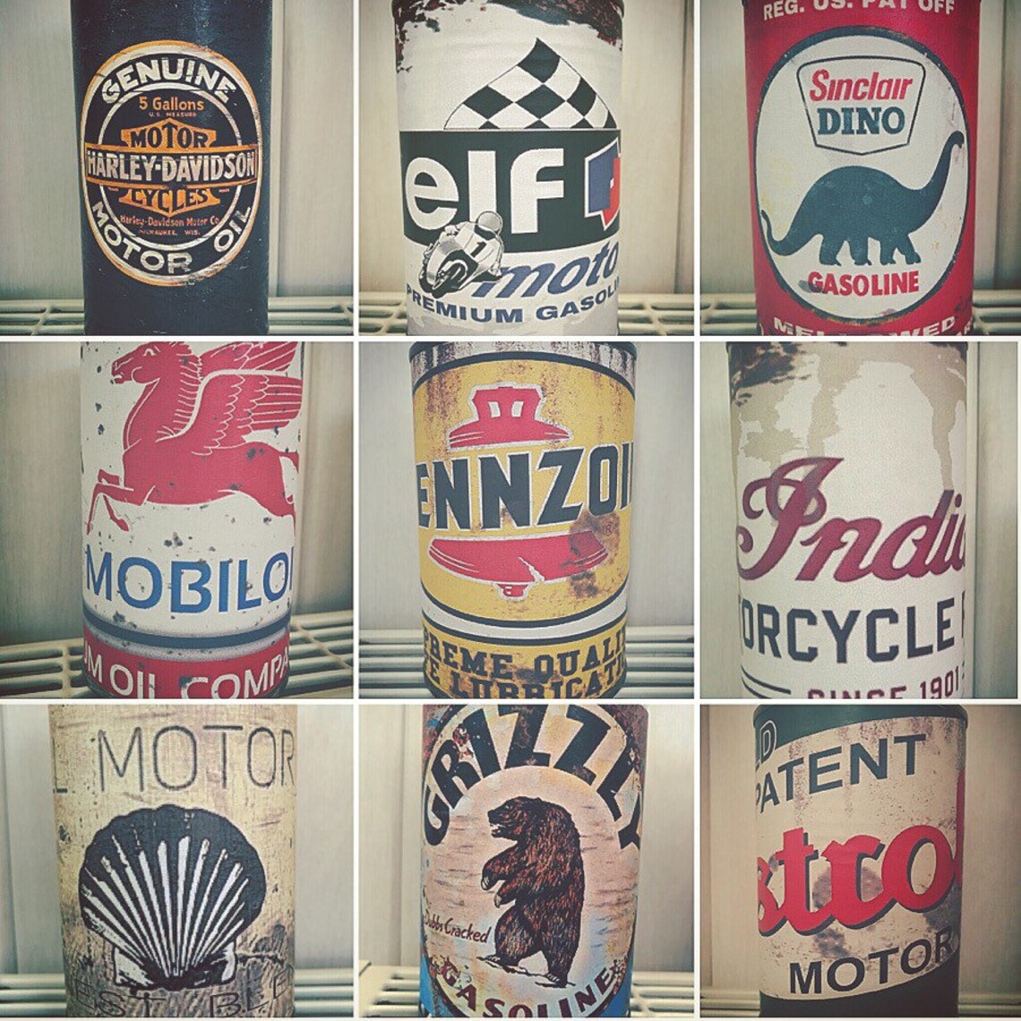 Old motor oil cans Rustic Petrol Motoring vintage Tin Can | Etsy