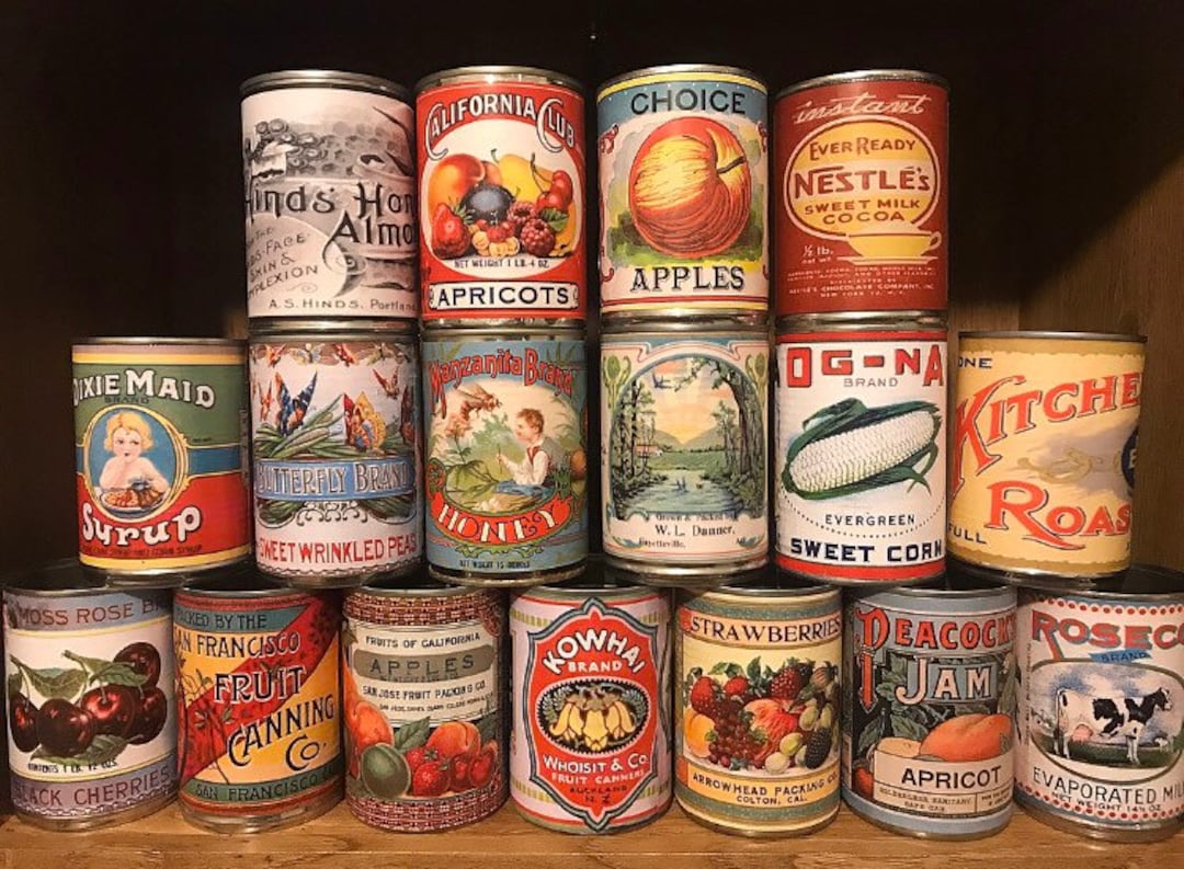 Vintage Food Cans Rustic Tins Retro Tin Can Replica Display Prop ...