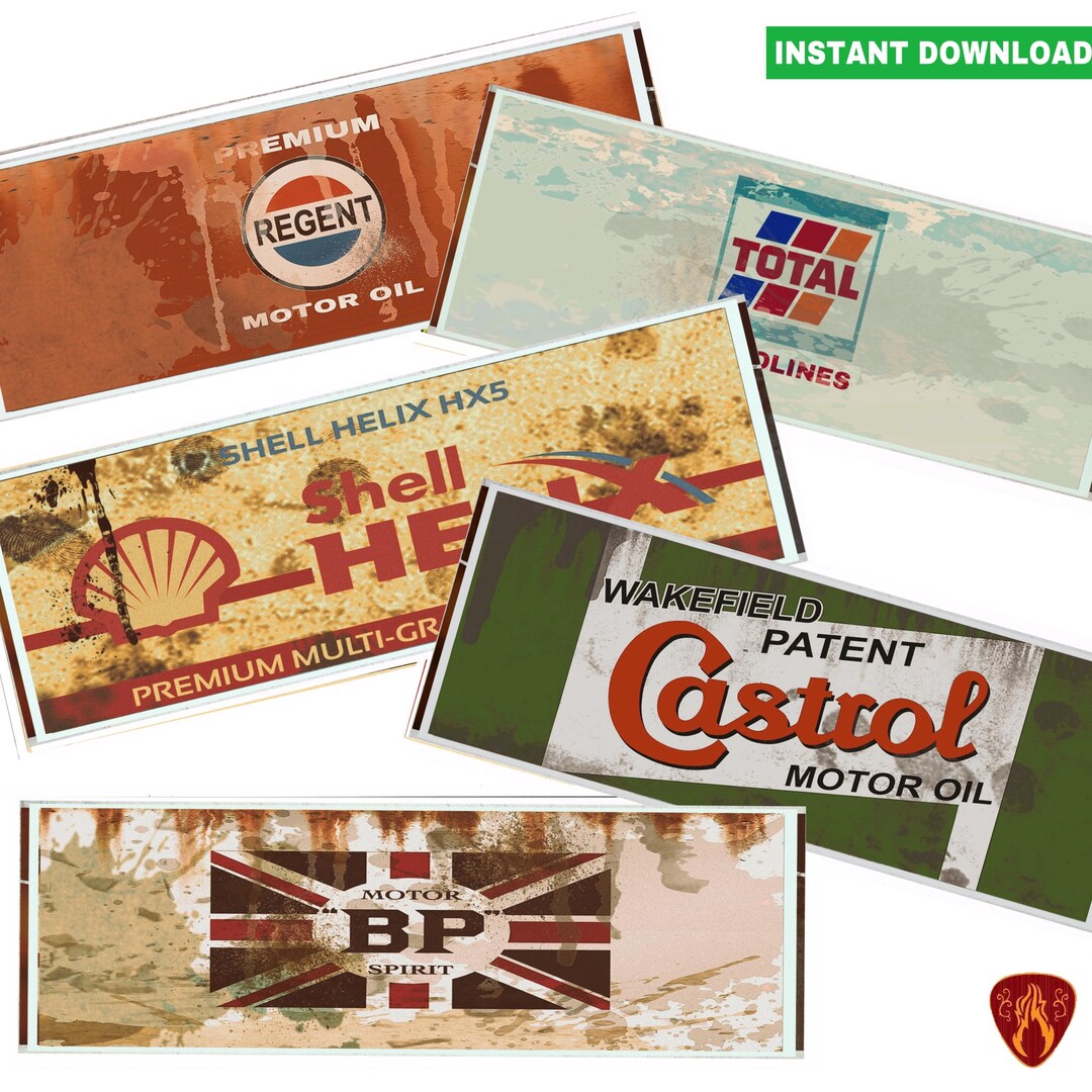 British Motor Oil Labels Set of 5 Printable Digital Prints Instant ...