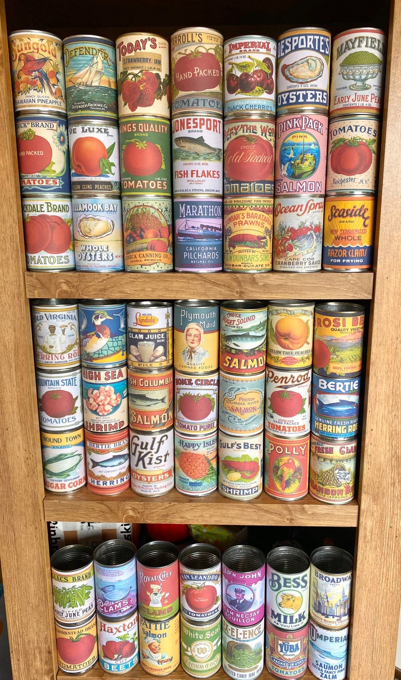 Vintage Fruit Can Labels Food Tin Cans Vegetable Prints Kitchen Decor ...
