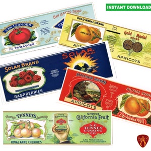 Vintage Fruit Labels, Tin Can Fruit & Vegetable Prints, Canned Food ...