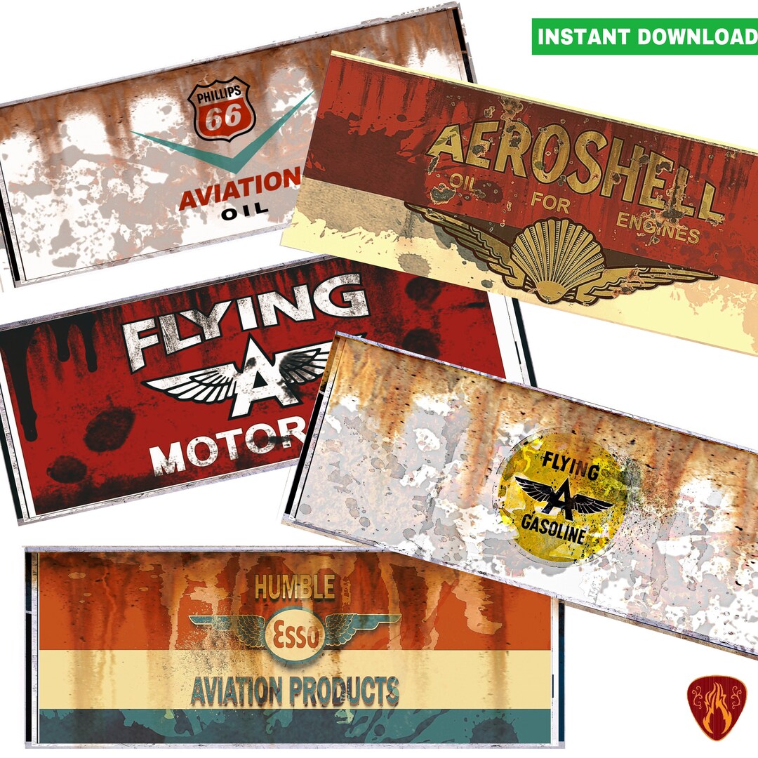 Vintage Aviation Oil Labels for Tin Cans Set of 5 Printable Digital ...