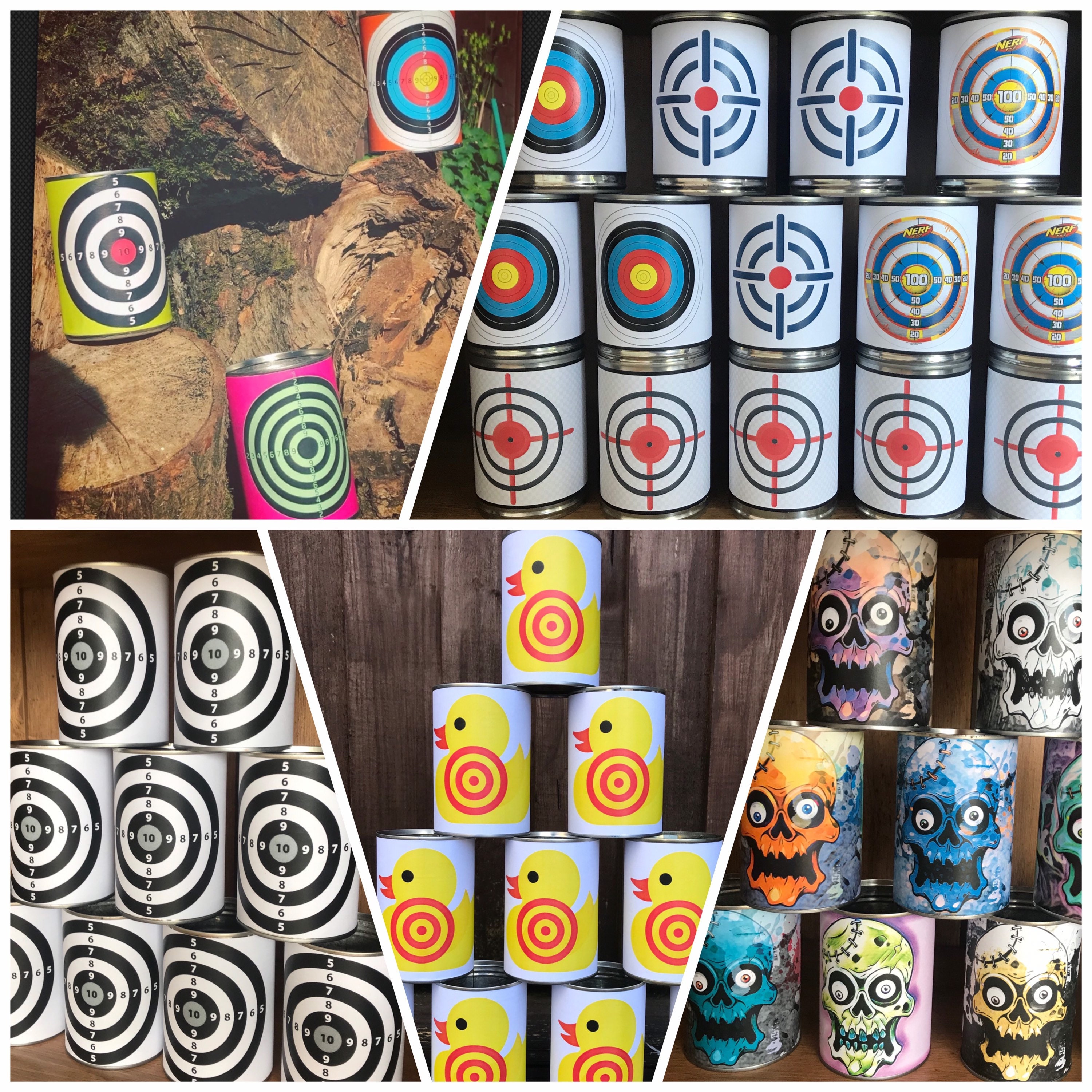 Shooting Target Labels for Tin Cans Nerf Gun Archery Shoot Em up ...