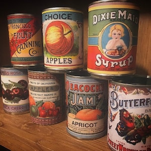 Vintage food tin cans rustic tins retro tin can replica | Etsy