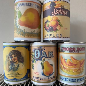 Vintage Fruit Can Labels Food Tin Cans Prints Kitchen Decor Cutlery ...