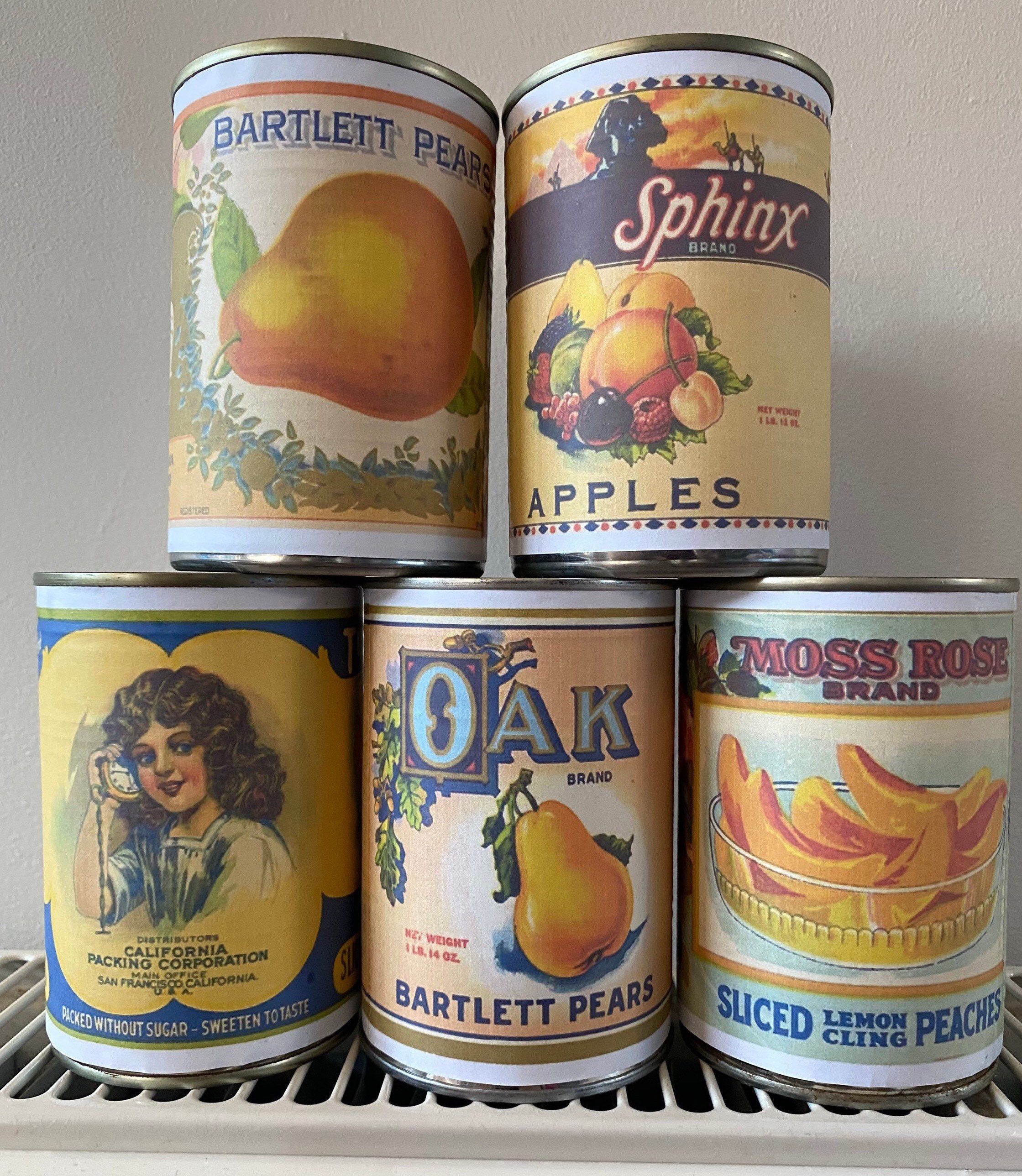 Vintage Fruit Can Labels Food Tin Cans Prints Kitchen Decor Cutlery ...