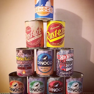 Dinoco Cars Oil Labels Rusty Oil Tin Can Race Party Themed Prints ...