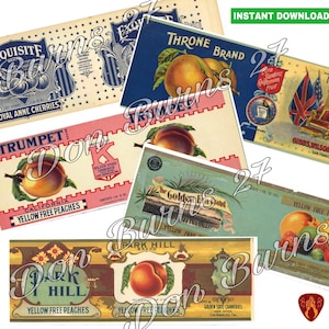 Vintage American Fruit Can Labels Canned Food Prints Tin Cans Wraps ...