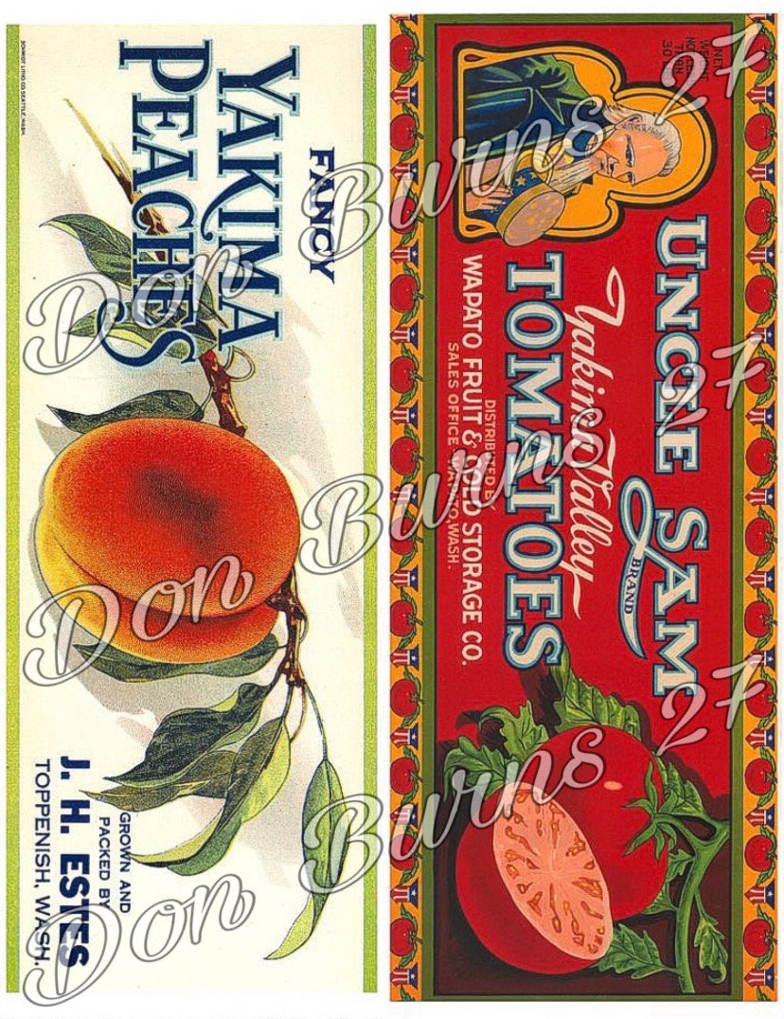 Set of 10 Printable Vintage Fruit Tin Can Labels Digital Food Label ...