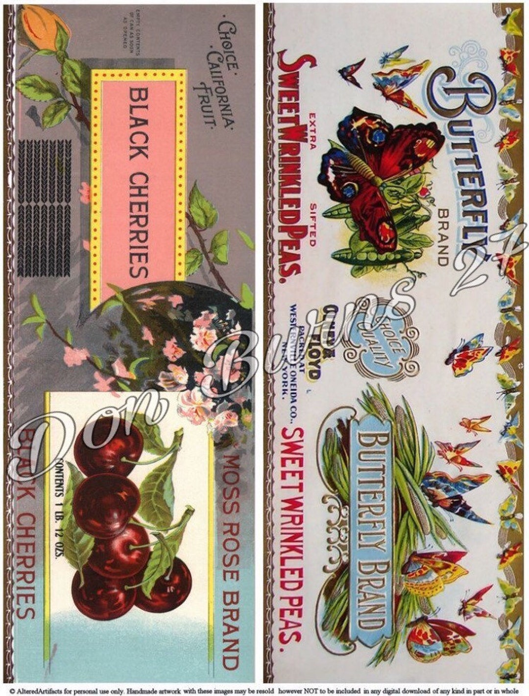 10 Vintage Food Can Labels Fruit Vegetables Milk Coffee Prints Wedding ...