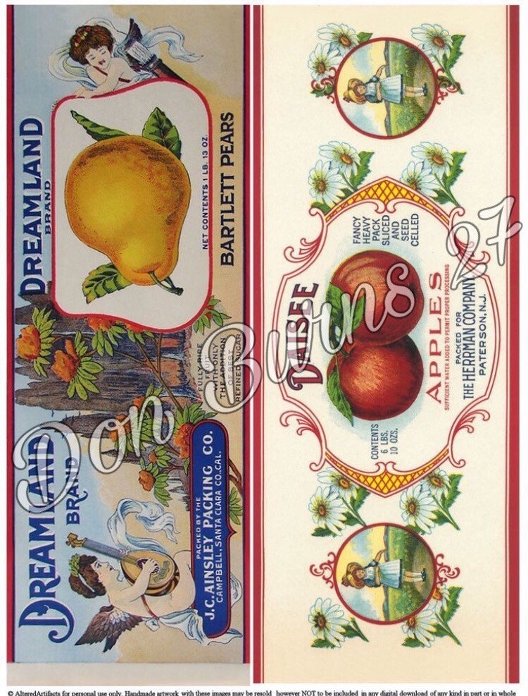 10 Printable Vintage Food Tin Can Labels Print Fruit Vegetable - Etsy UK