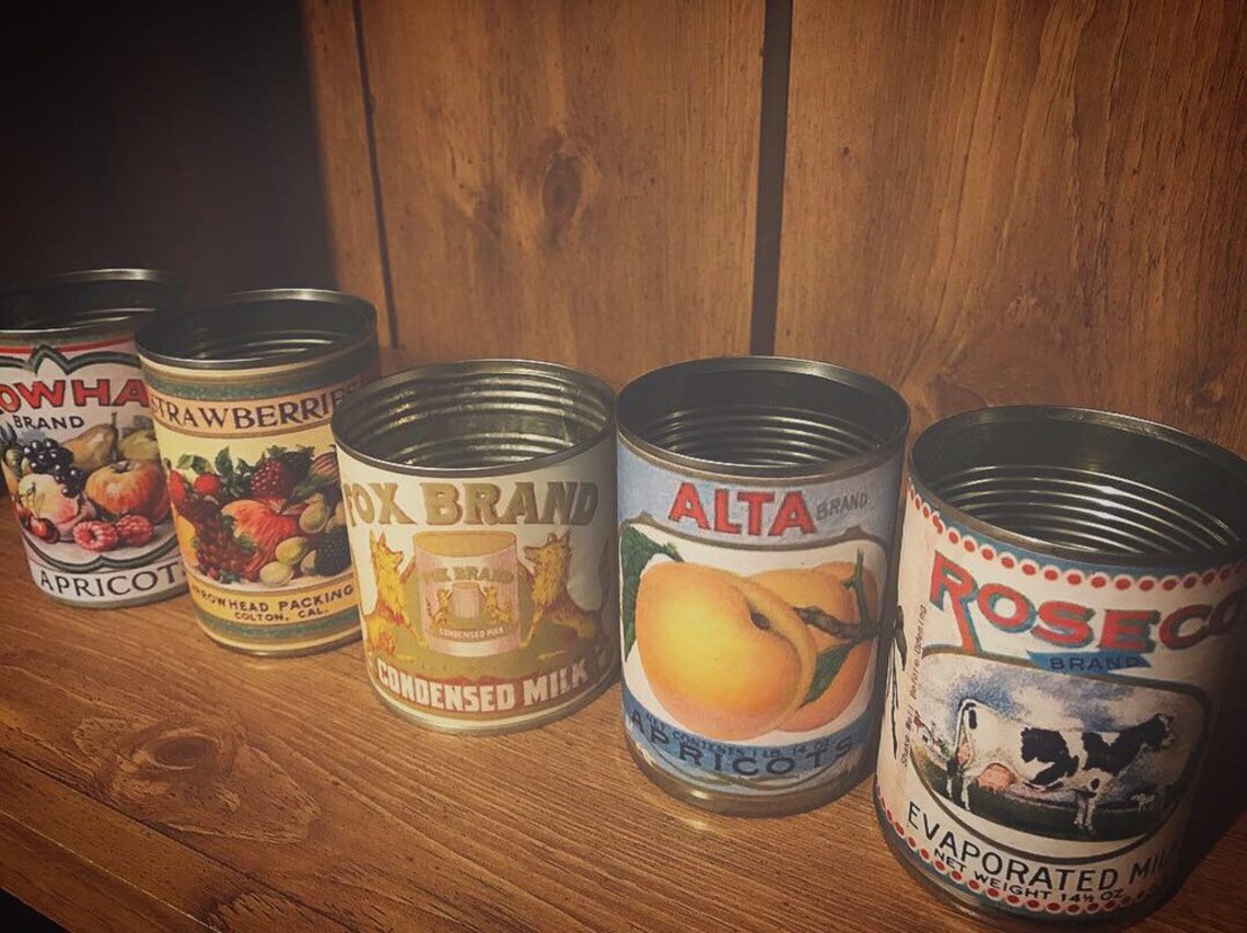 Vintage Food Cans Rustic Tins Retro Tin Can Replica Display | Etsy UK