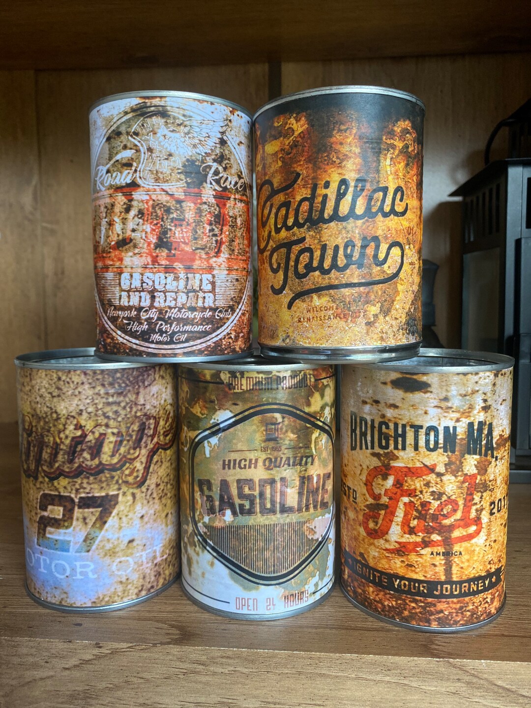 Rusty Garage Oil Can Labels, Rustic Motor Oil, Vintage Motor Oil Tin ...