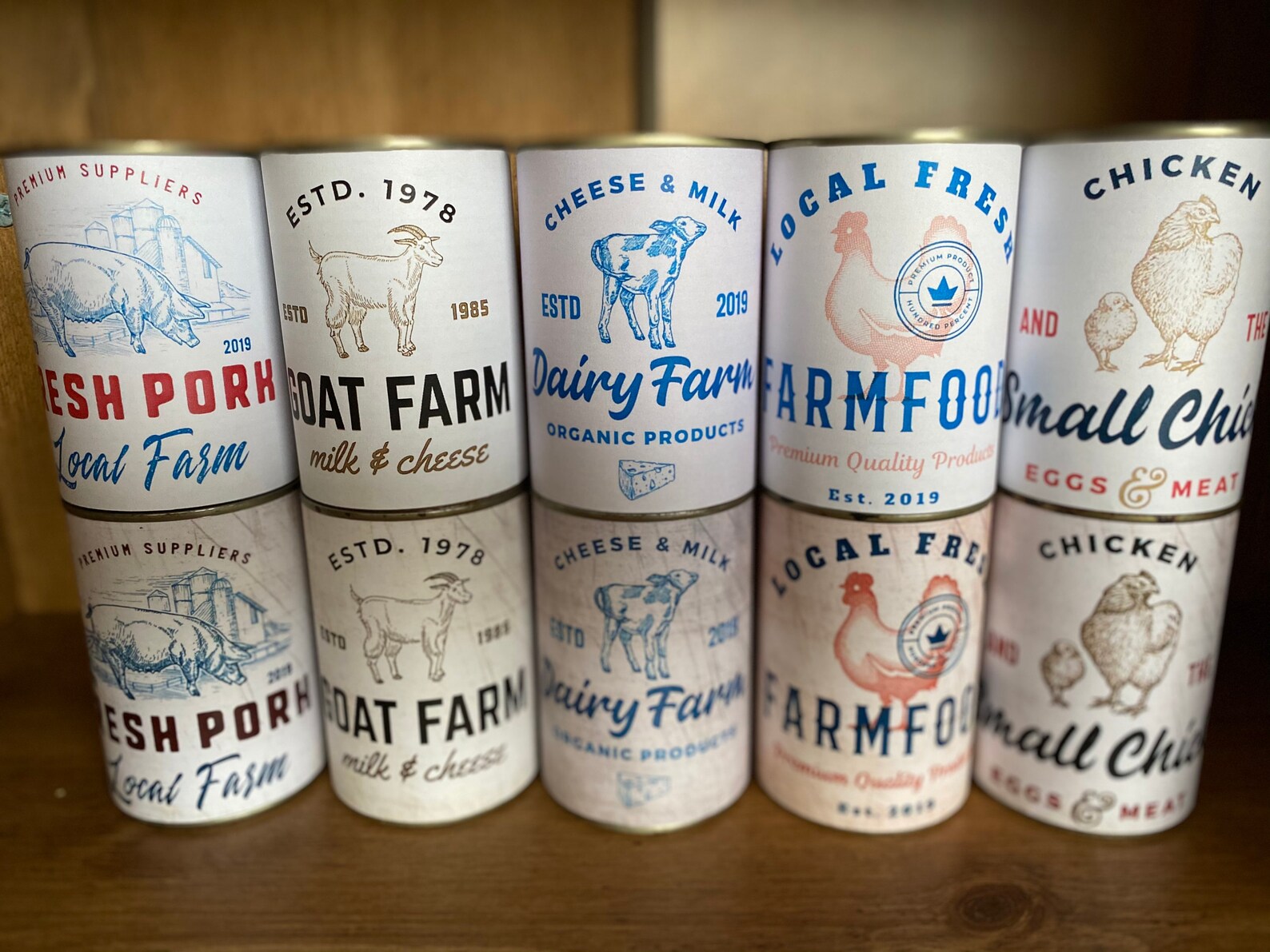 Farm Food Tin Cans Kitchen Decor Dairy Poultry Tin Can Storage Pots ...