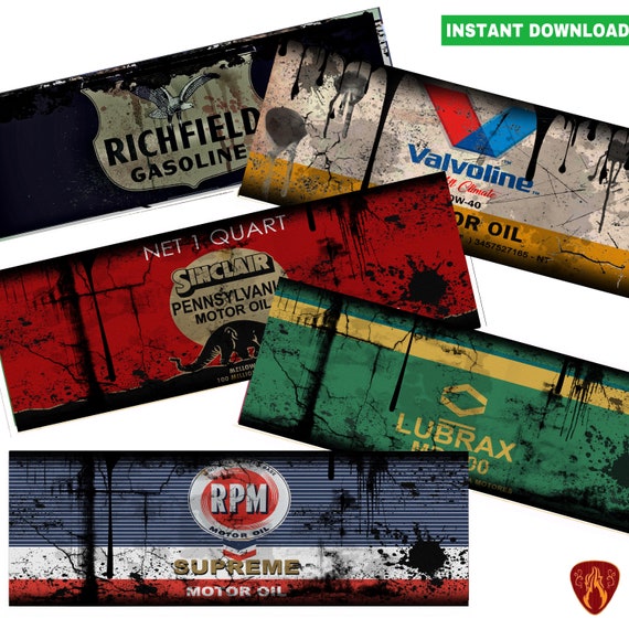 Motor Oil Labels to Print Instant Download Tin Can Label - Etsy
