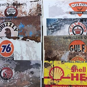 Motor Oil Can Labels Prints Rustic Petrol Motoring Racing Diesel Print ...