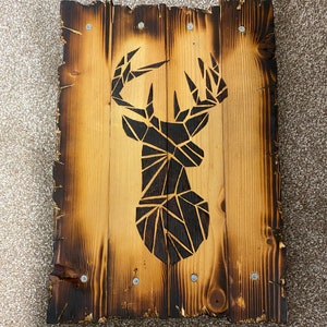 Rustic Wooden Stag Home Decor Log Cabin Mancave Wall Hanging Man Cave ...