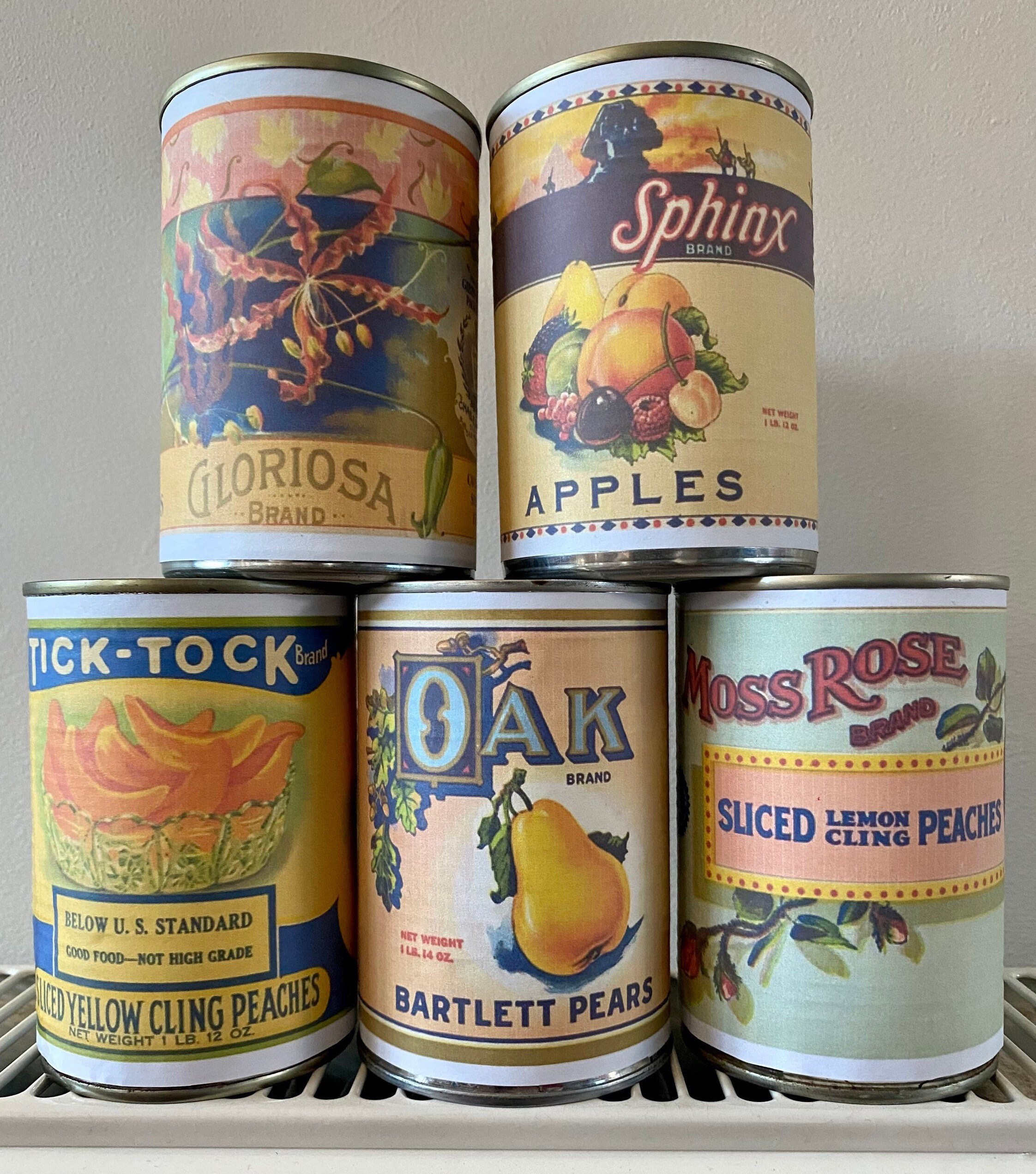 Vintage Fruit Can Labels Food Tin Cans Prints Kitchen Decor Cutlery ...