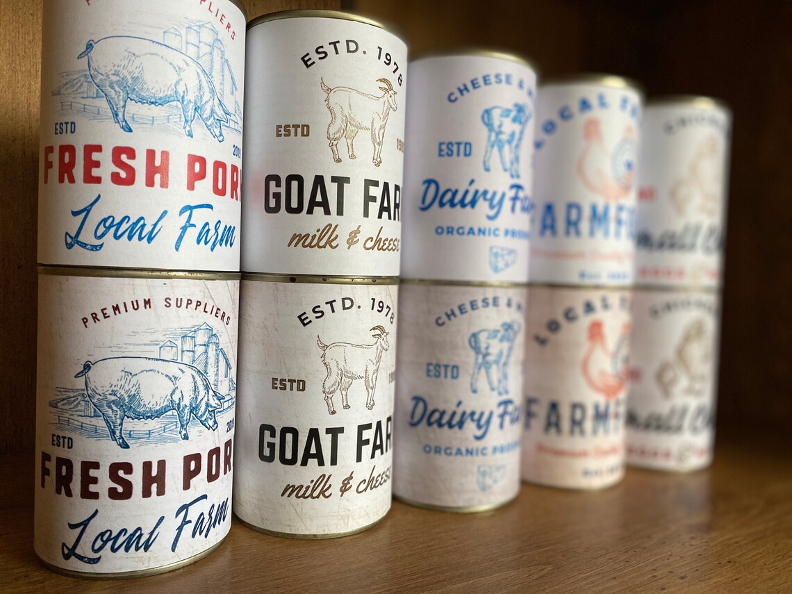 Farm Food Tin Cans Kitchen Decor Dairy Poultry Tin Can Storage - Etsy