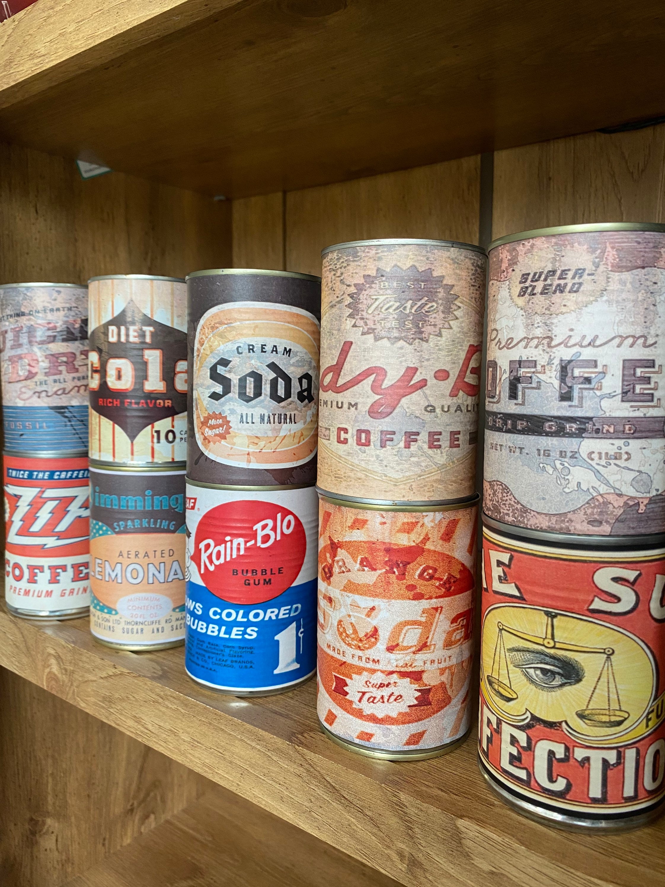 Retro Tin Cans Cola Tin Can Coffee Tin Vintage 70's Rustic Tin Can ...