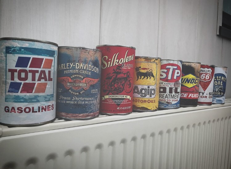 Old motor oil cans Rustic Petrol Motoring vintage Tin Can | Etsy