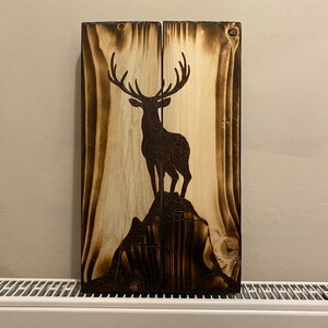 Rustic Wooden Stag Home Decor Log Cabin Mancave Wall Hanging Man Cave ...