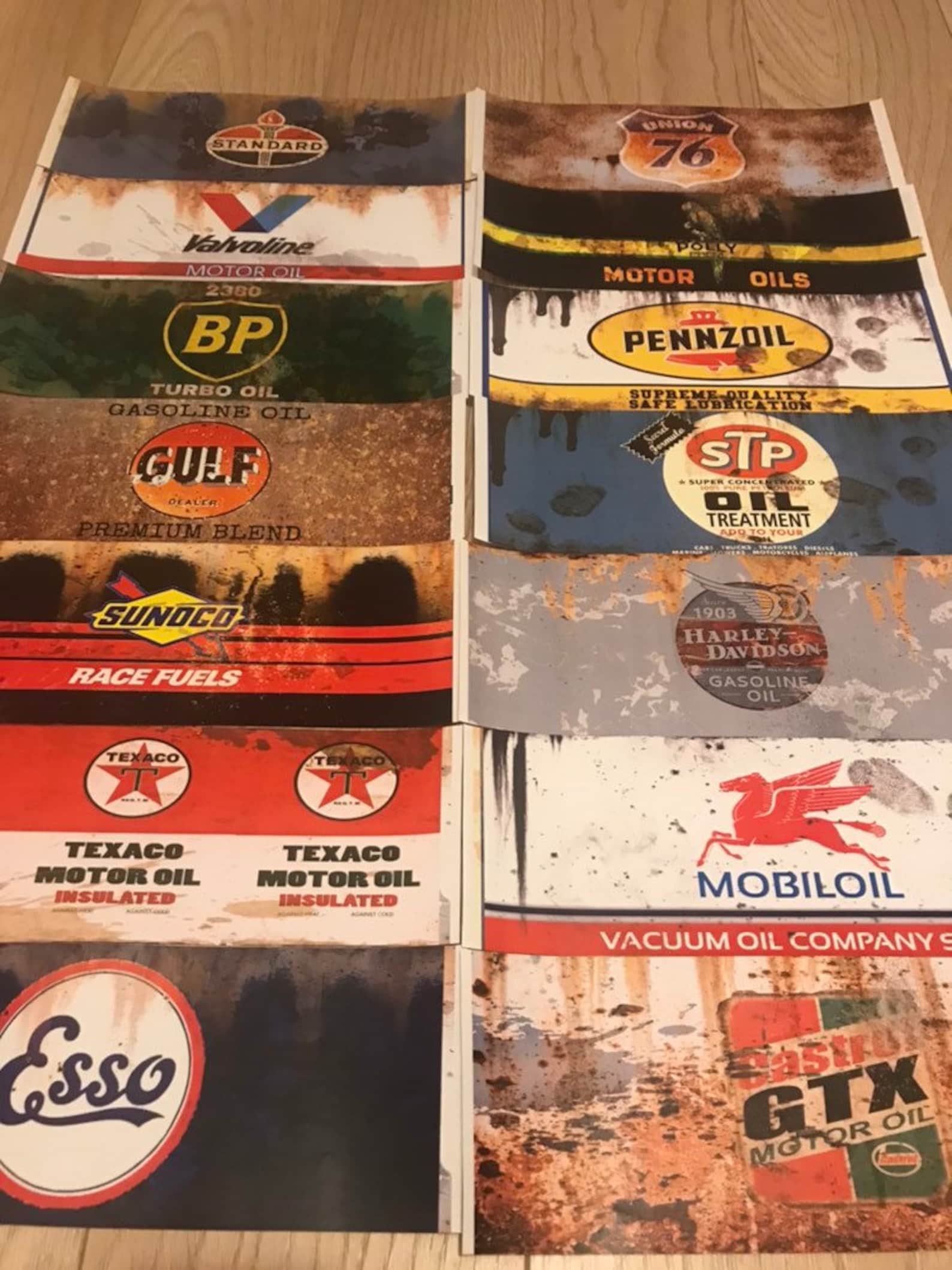 Replica Motor Oil Labels Prints Rustic Petrol Motoring Racing | Etsy UK